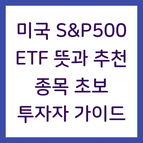 미국 S&P500 ETF 뜻과 추천 종목 초보 투자자 가이드