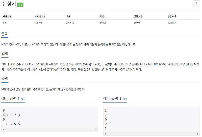 [백준/boj][C++/cpp] 1920번 수찾기 — 용량이 부족한 내 머리를 위해