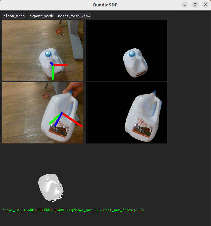 BundleSDF (3D Pose Estimation & Reconstruction) Example 수행