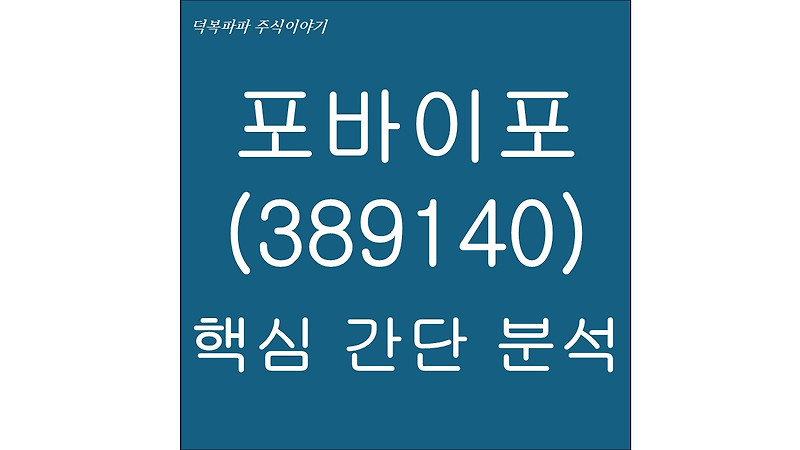 포바이포(389140) 핵심 간단 분석