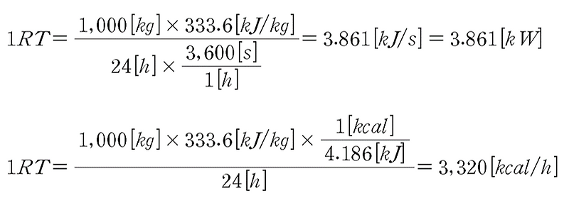 RT(냉동톤), usRT(미국냉동톤), CRT(냉각톤), 제빙톤 개념 정리