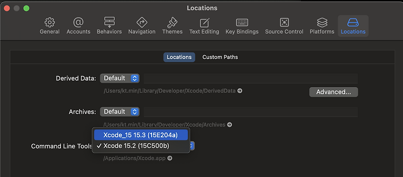 iOS 기본 Xcode 앱 변경, path 터미널 명령어로 설정방법