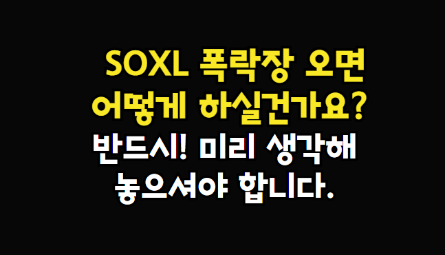SOXL 폭락장 오면 어떻게 하실건가요? 미리 생각해 놓으셔야합니다.