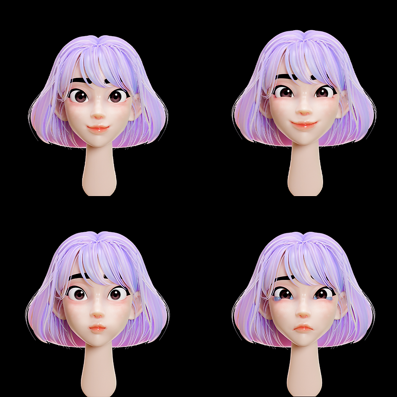 Stylized Face Modeling - Facial expression 4ver.