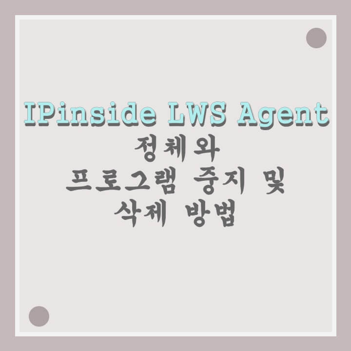 IPinside LWS Agent 정체와 프로그램 중지 및 삭제 방법