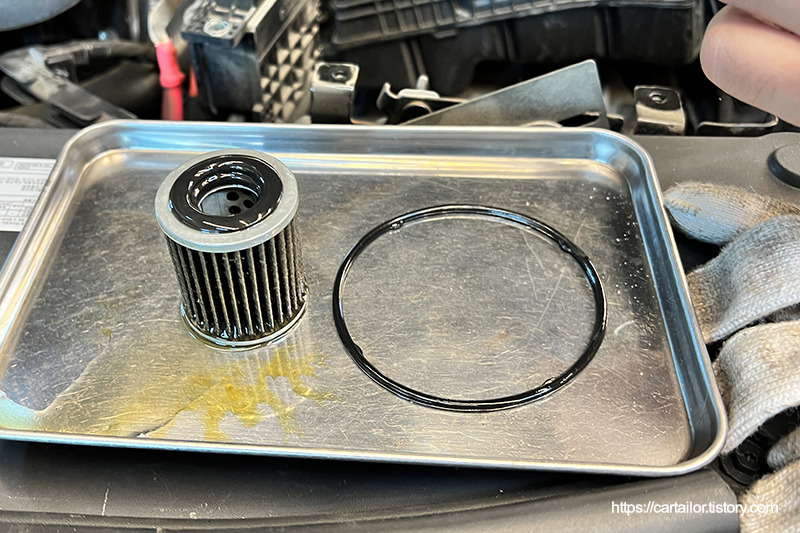 르노삼성 뉴SM5(L43) CVT미션오일교환 - 미션오일필터도 함께 교체합니다