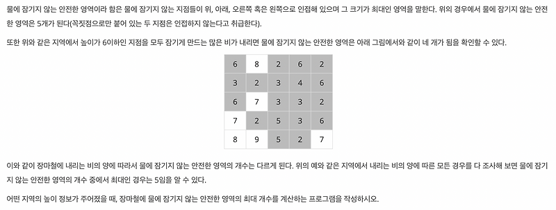 [BOJ] 2468번 : 안정영역 (JAVA) :: Dev.Eunice