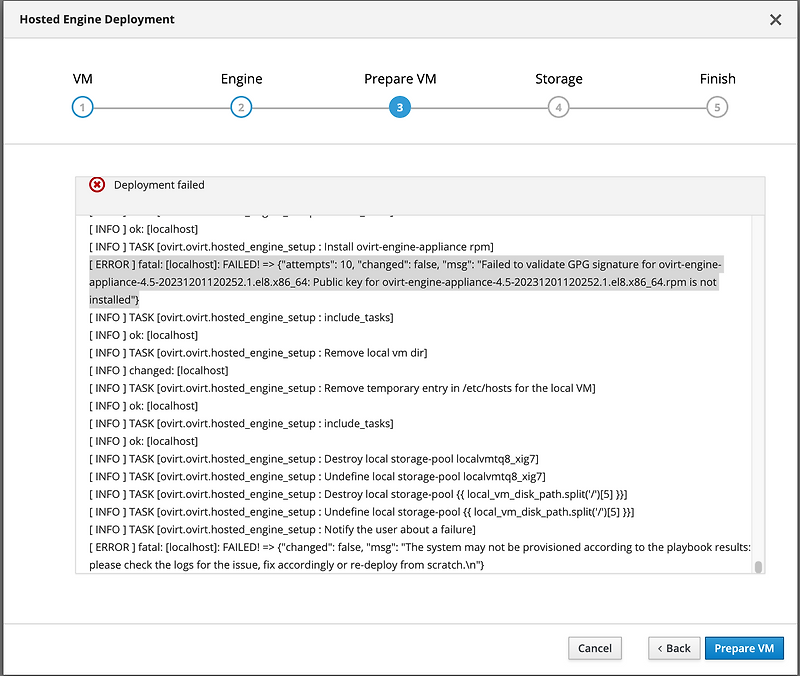 Hosted Engine Deployment - ovirt-engine-appliance-4.5 rpm is not installed