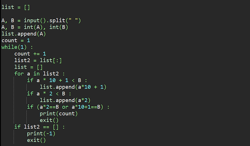 [백준] 16953 A to B Python, 깊은 복사