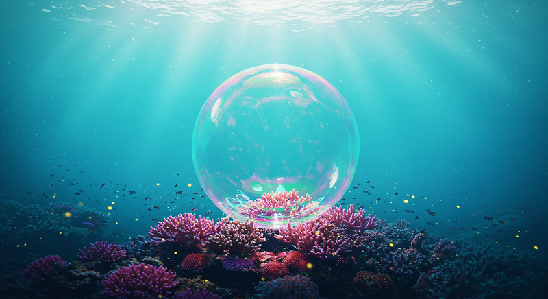 Tiny Bubble Grown Massive in a Coral Reef