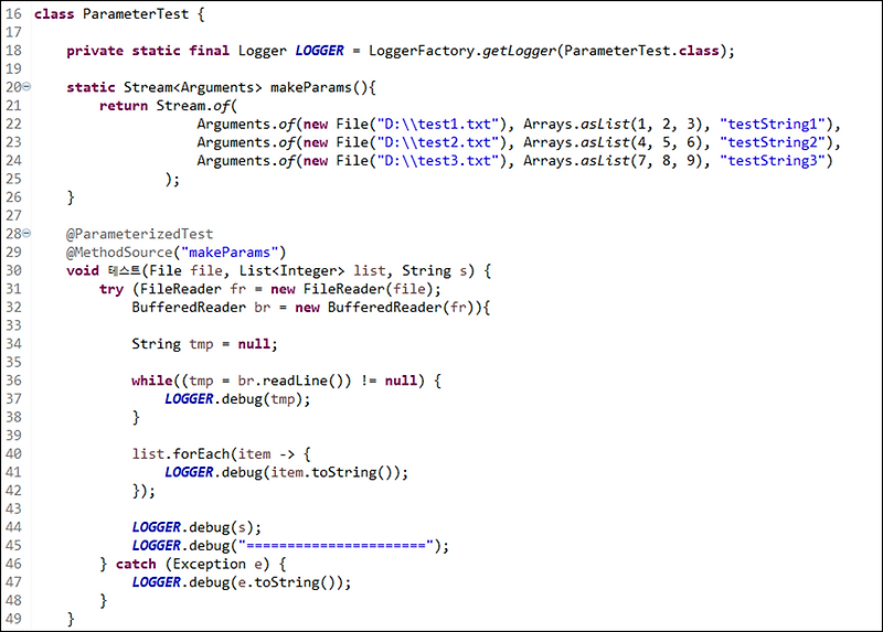 JUnit5 MethodSource