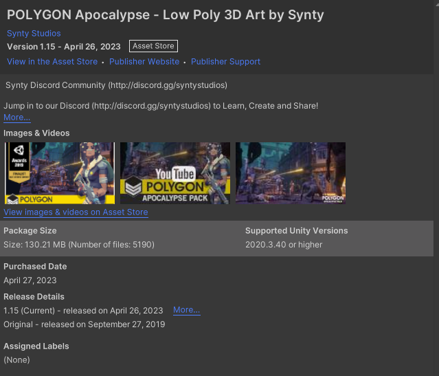 [UnityAsset] POLYGON Apocalypse - Low Poly 3D Art by Synty