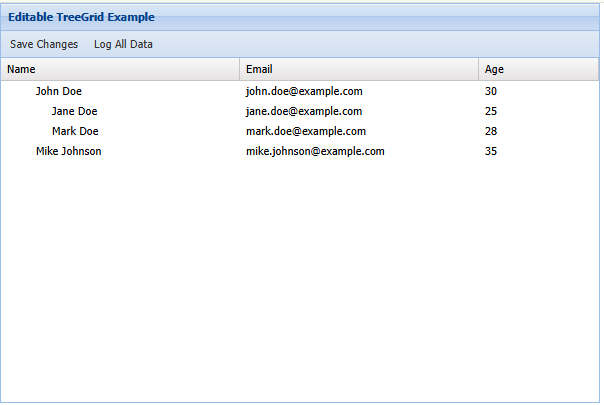 Sencha TreeGrid 샘플