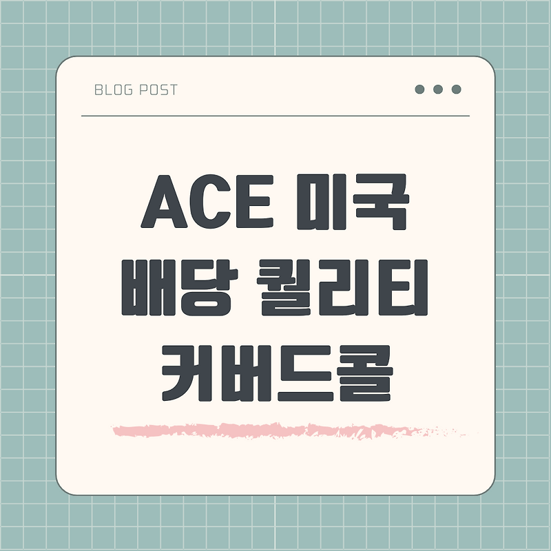 ACE 미국 배당 퀄리티 커버드콜 ETF, JEPQ와 SCHD 장점만 모았을까?