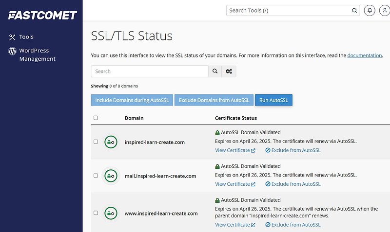 워드프레스(Wordpress) 사이트 만들기 2 - Fastcomet 웹호스팅 사이트에서 도메인 SSL 설정(Auto SSL)