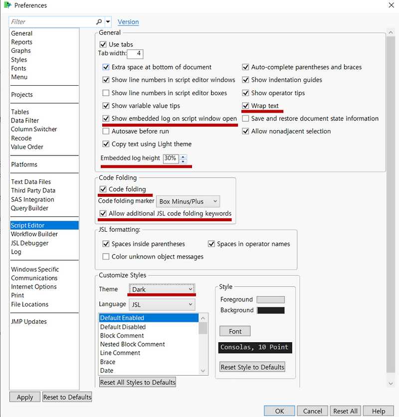 나의 JMP 기본 세팅 (Preference)