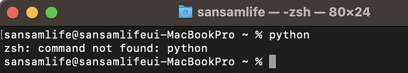 [에러] MacBook M2 - zsh: command not found: python