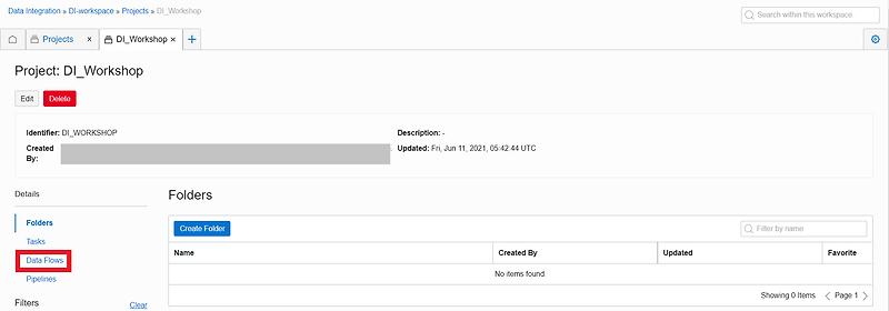 OCI Data Integration 활용 - Data Integration Task 생성
