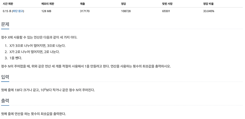 [백준 1463번] 1로 만들기 (Python) — Lukas' 개발일지