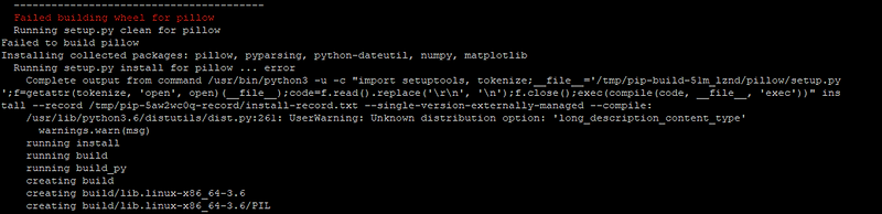 [python] Failed building wheel for pillow Error
