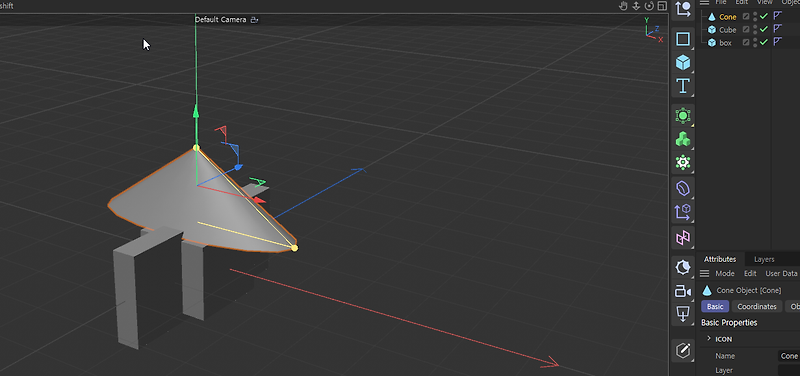 시네마4d(cinema4d) 기초 : Null 널 기능, Hierarchy 하이러키(계층구조)