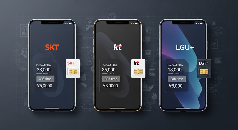 선불폰 개통 통신사 비교표, SKT vs KT vs LG