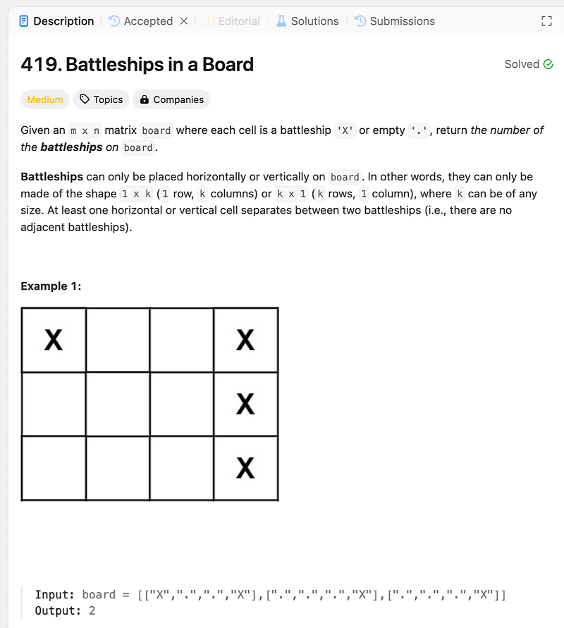 LeetCode (C/C++, Java) 419. Battleships in a Board