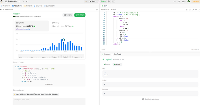 99클럽 코테 스터디 37일차 TIL + StringStackGreedy : 921. Minimum Add to Make ...