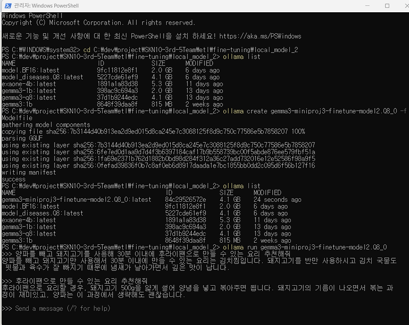 SK네트웍스 AI캠프 65~66일차 - 3차 단위프로젝트(재료 기반 요리 레시피 추천 챗봇 서비스)