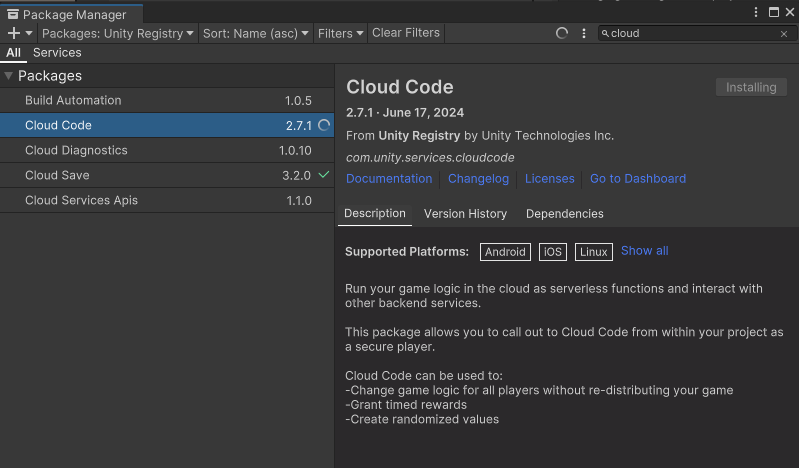 [Unity] UGS - Cloud Code