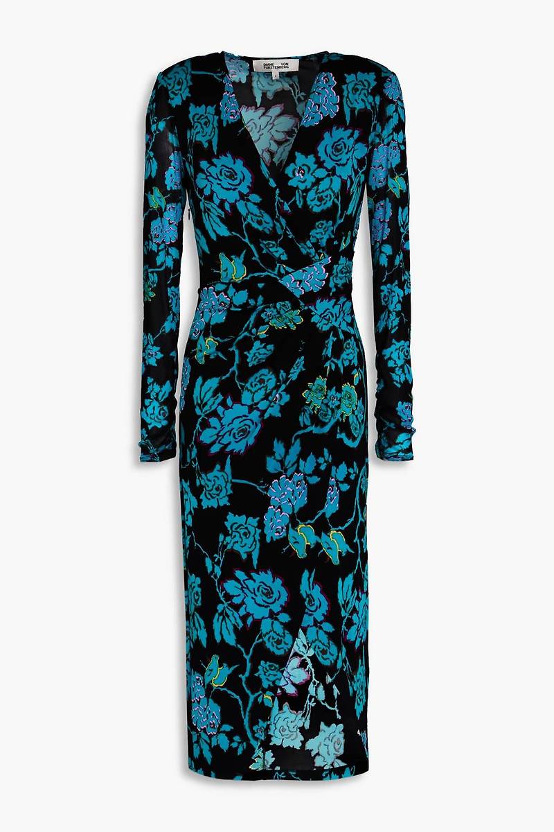 Nevine Floral Print Stretch Mesh Midi Dress, Diane Von Fürstenberg