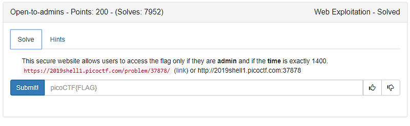 [2019 picoCTF] Open-to-admins (200) write-up