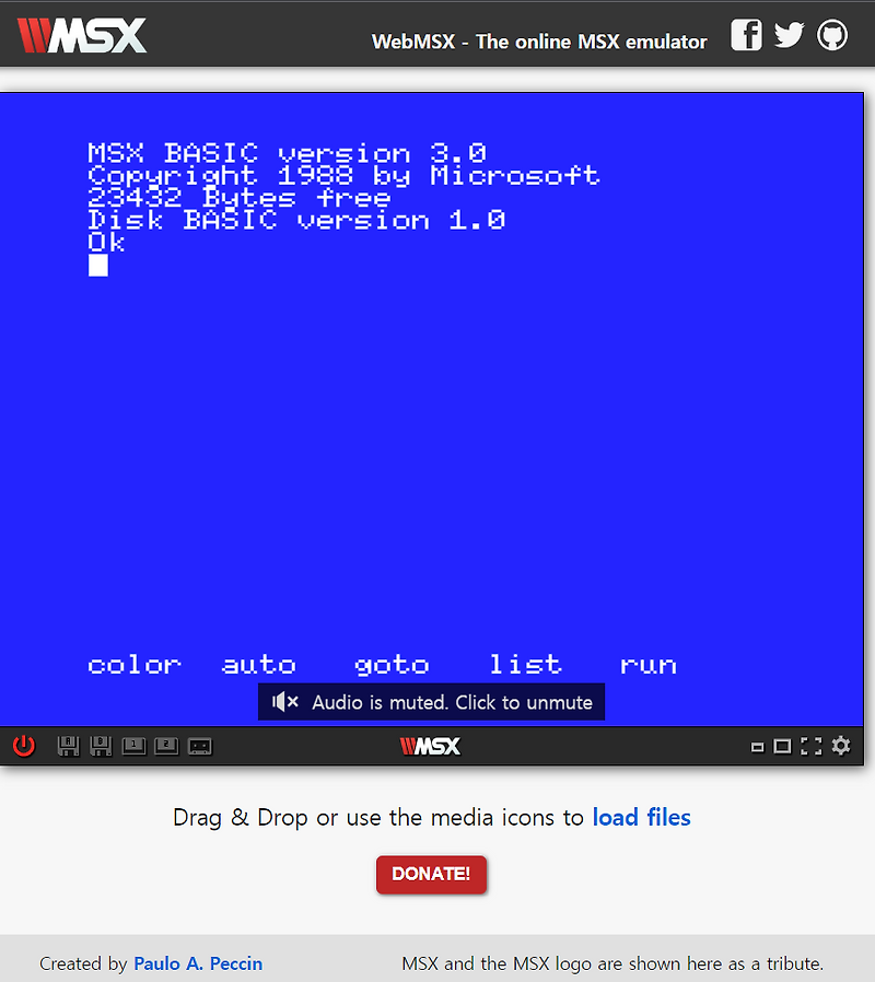 WebMSX :: 초심자 코더 호야