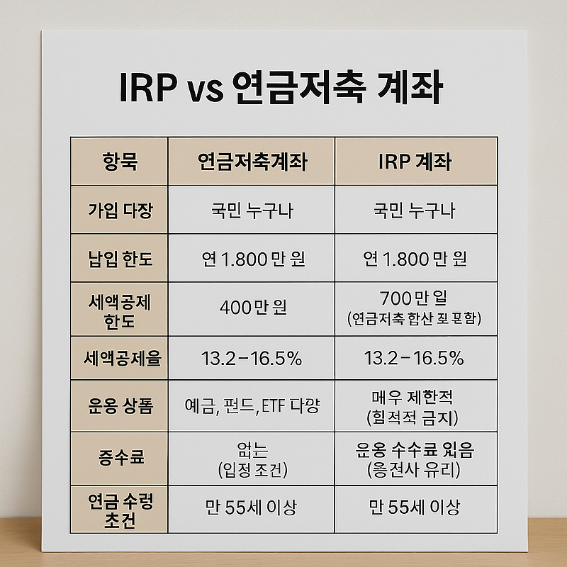 💥 IRP vs 연금저축 계좌, 뭐가 더 좋은데?