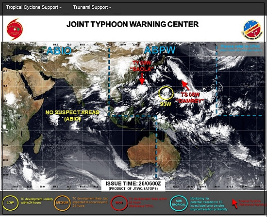 미국태풍경보센터 JTWC 홈페이지에서 태풍 경로 확인