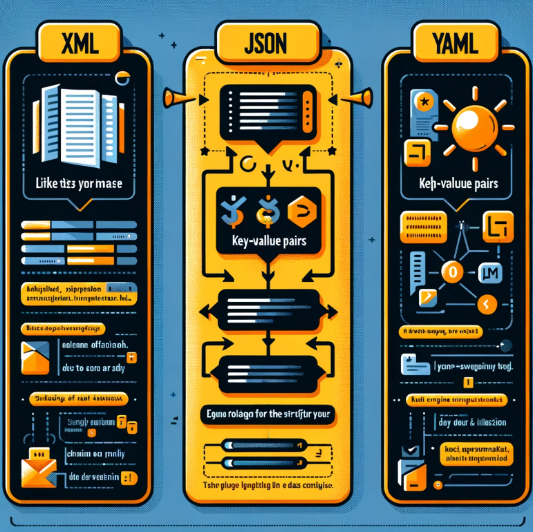 xml, json, yaml 의 특징과 사용방법