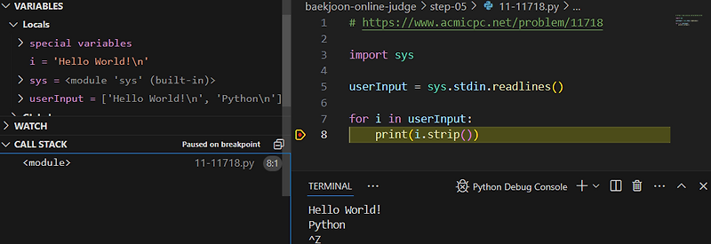 [Python] 백준 11718번: EOFError가 발생하지 않는다고?
