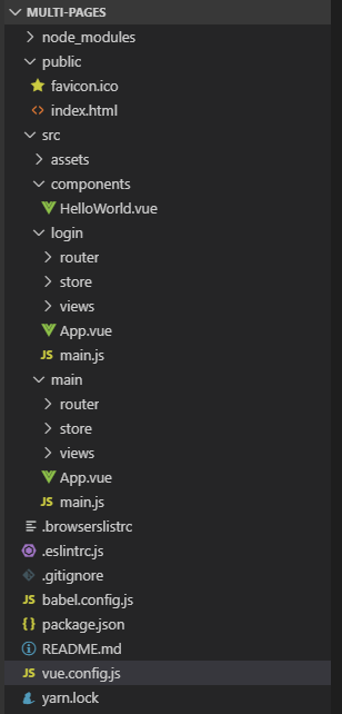 ls -alh | grep -E 'web|server' :: Vue.js 다중 페이지 작업 설정
