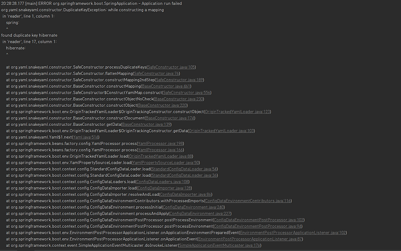 [Spring] rg.yaml.snakeyaml.constructor.DuplicateKeyException 에러 해결