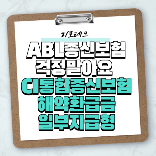 (무)걱정말아요CI통합종신보험(해약환급금 일부지급형)2404 ABL 종신보험 추천 :: 히포테크