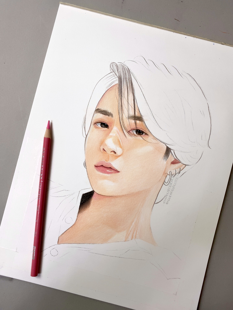 방탄소년단 정국 색연필화 팬아트 그리기 시리즈