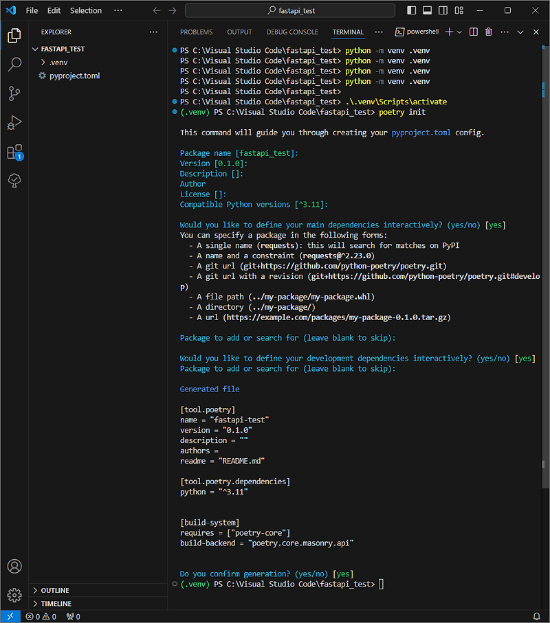FastAPI, Poetry 기본 프로젝트 설정