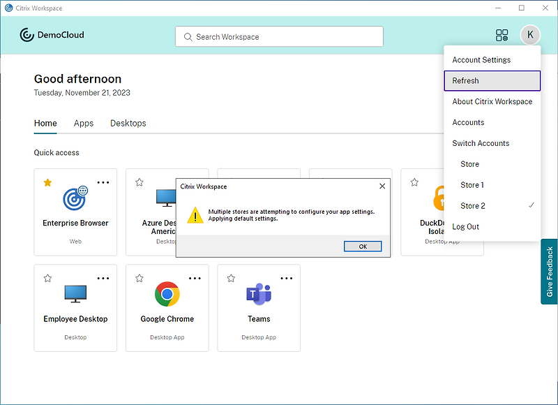 Repeatedly displayed message box in Citrix Workspace App.