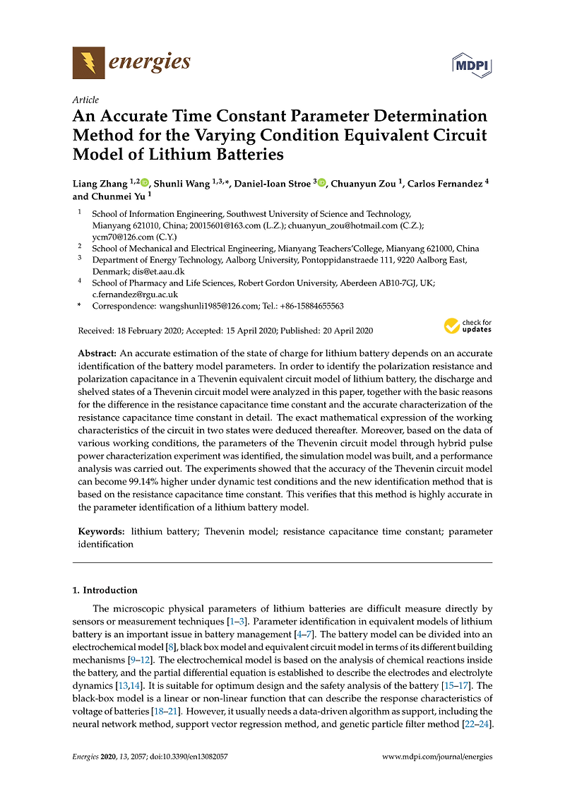 [Energies-2020] An Accurate Time Constant Parameter Determination ...