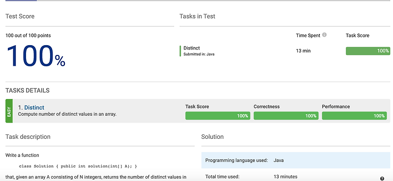 [codility]Lesson 6 Sorting - Distinct