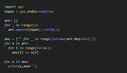 [백준 알고리즘] 10798번: 세로읽기 (Python)
