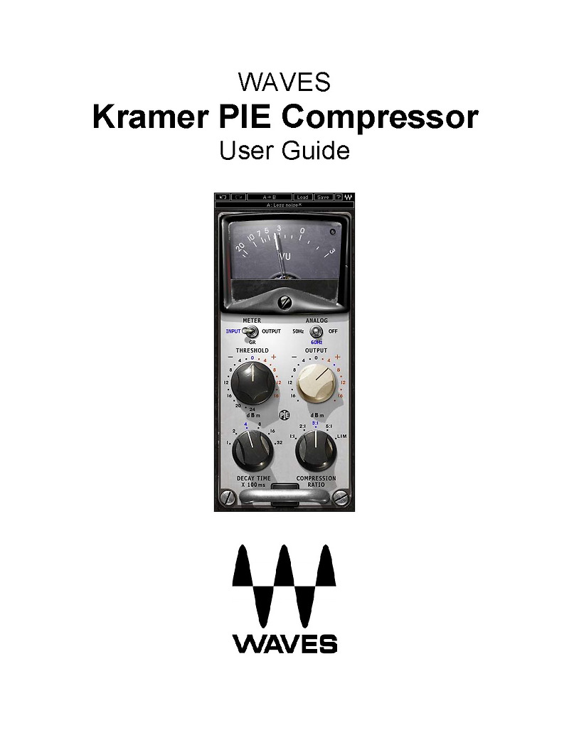 Waves Kramer Pie(Pye Compressor) 매뉴얼 번역