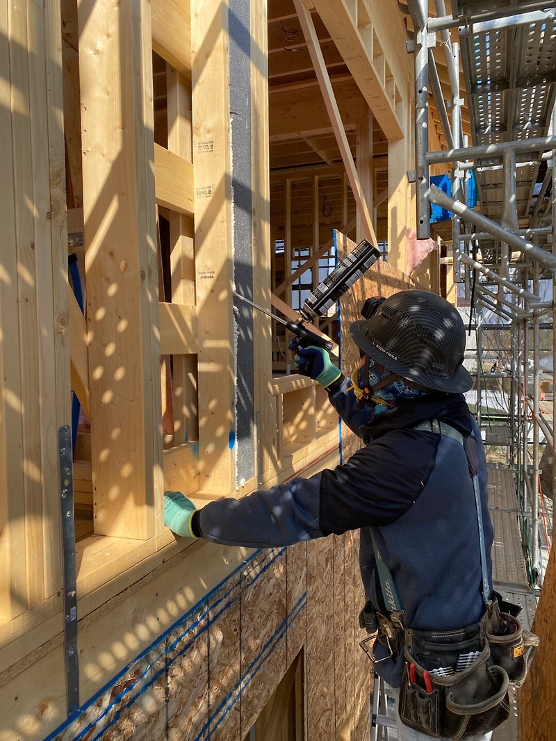 2200415(금)[화성 송산그린시티] 제20일차 Gable Stud, OSB 시공 중 [수호천사하우징][수호천사닷컴][목조주택 ...