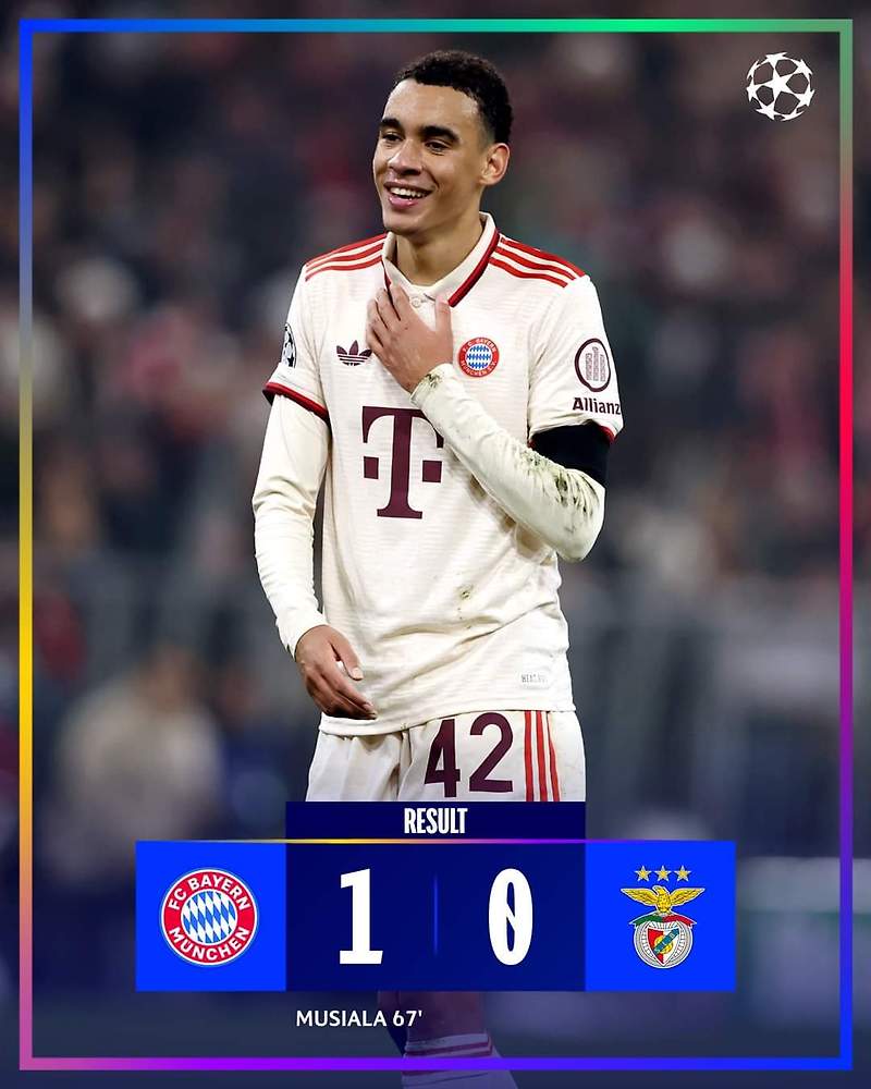 2024-2025 UEFA UCL 리그 페이즈 4차전 뮌헨, 벤피카에 1-0 승리
