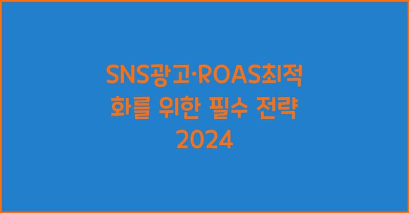 SNS광고·ROAS최적화를 위한 필수 전략 2024